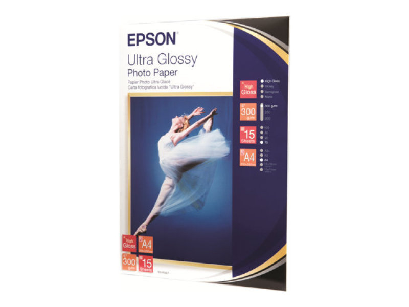 Epson A4 300gsm Ultra Glossy Photo Paper - 15 sheets | Ebuyer.com